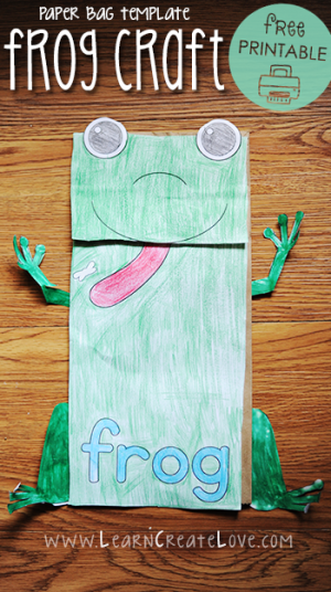 Printable Paper Bag Puppet Craft: Frog