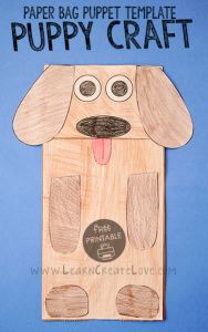 Printable Paper Bag Dog Puppet