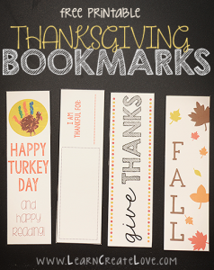 Printable Thanksgiving Bookmarks
