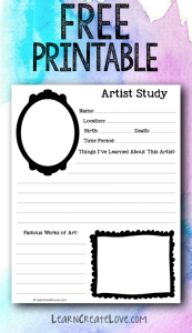 Artist Study – Printable Worksheet