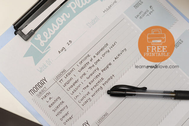 Printable Lesson Planner for Teachers